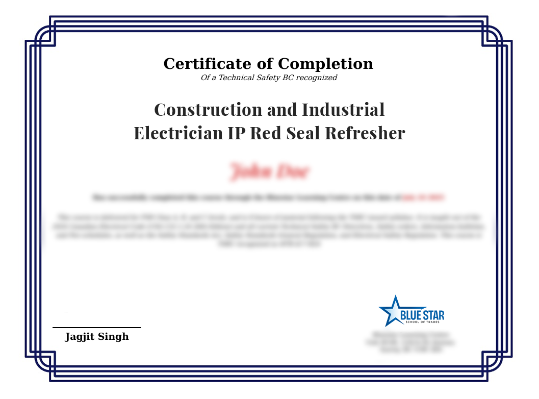 Construction & Industrial Electrician Refresher – Blue Star Trades